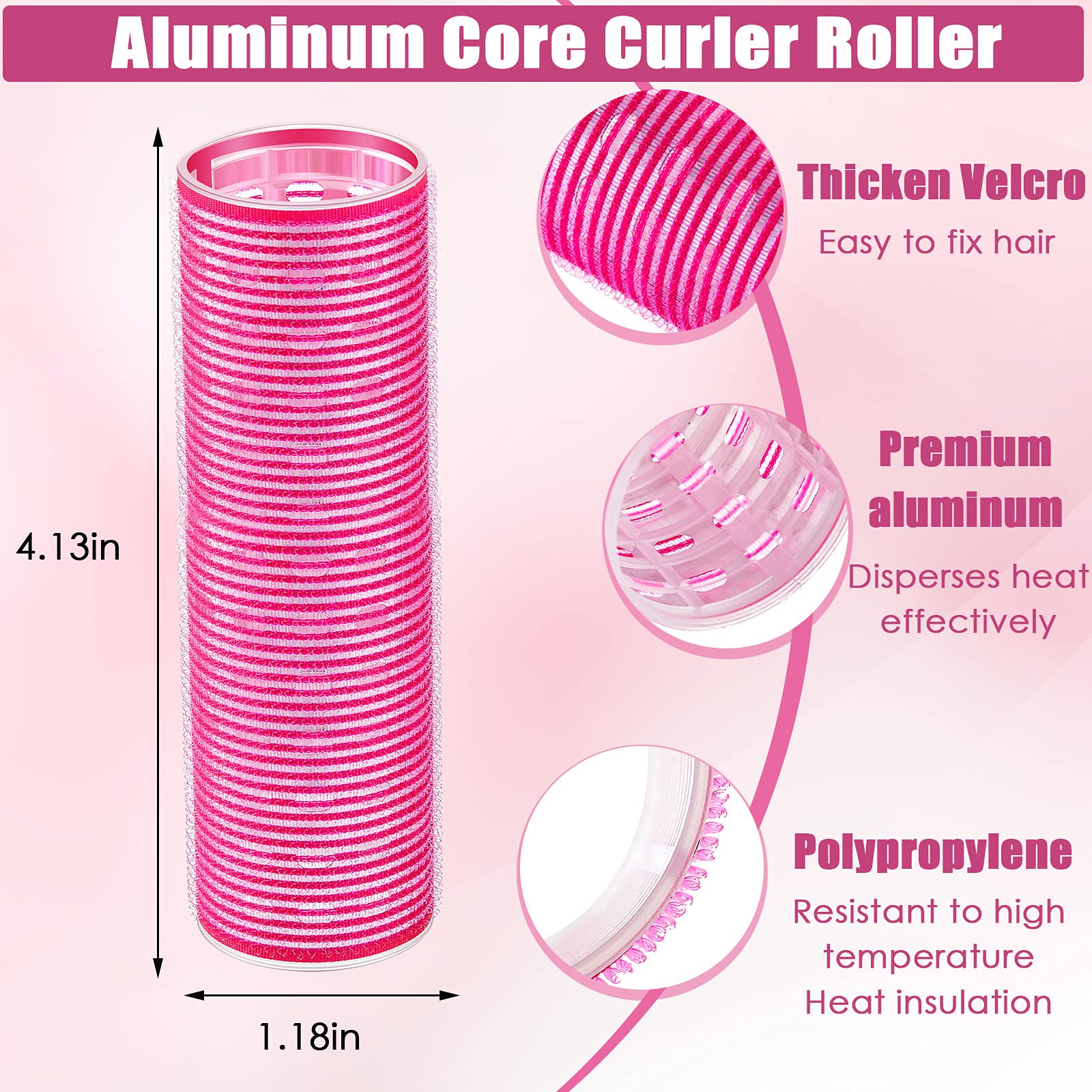 WILLBOND 4 Pcs Long Hair Rollers for Bangs Aluminum Core Curlers Thermal Self Grip Roller for Long and Medium Hair Women Hairstyle(4.1 x 1.2 Inch,Rose Red, Light Pink, Purple, Black)