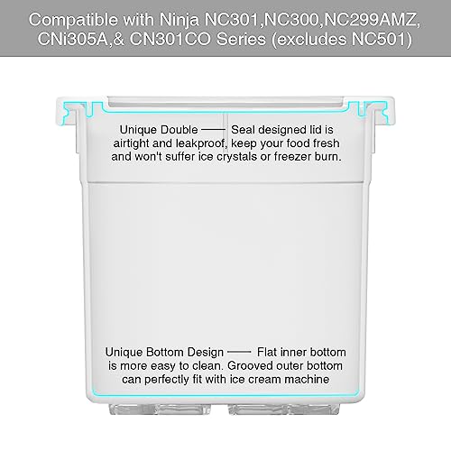 ARCOOLOR Pint Containers with Silicone Lids Replacement for Ninja Creami - 4 Pack, Compatible with NC299AMZ & NC300s Series Ice Cream Maker with E-Cookbook, Airtight & Dishwasher Safe (MIX2)