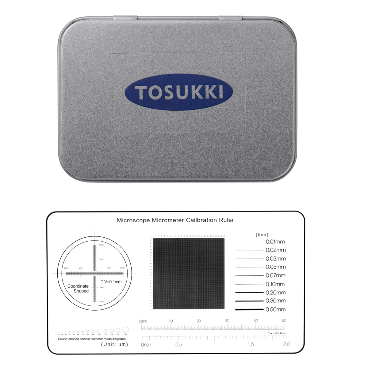 TOSUKKI Multifunction Microscope Micrometer Calibration Ruler Slide,Microscope Reticle Micrometer/Microscope Calibration Grid/Microscope Camera Calibration Slide/Micrometer Ruler for Microscope