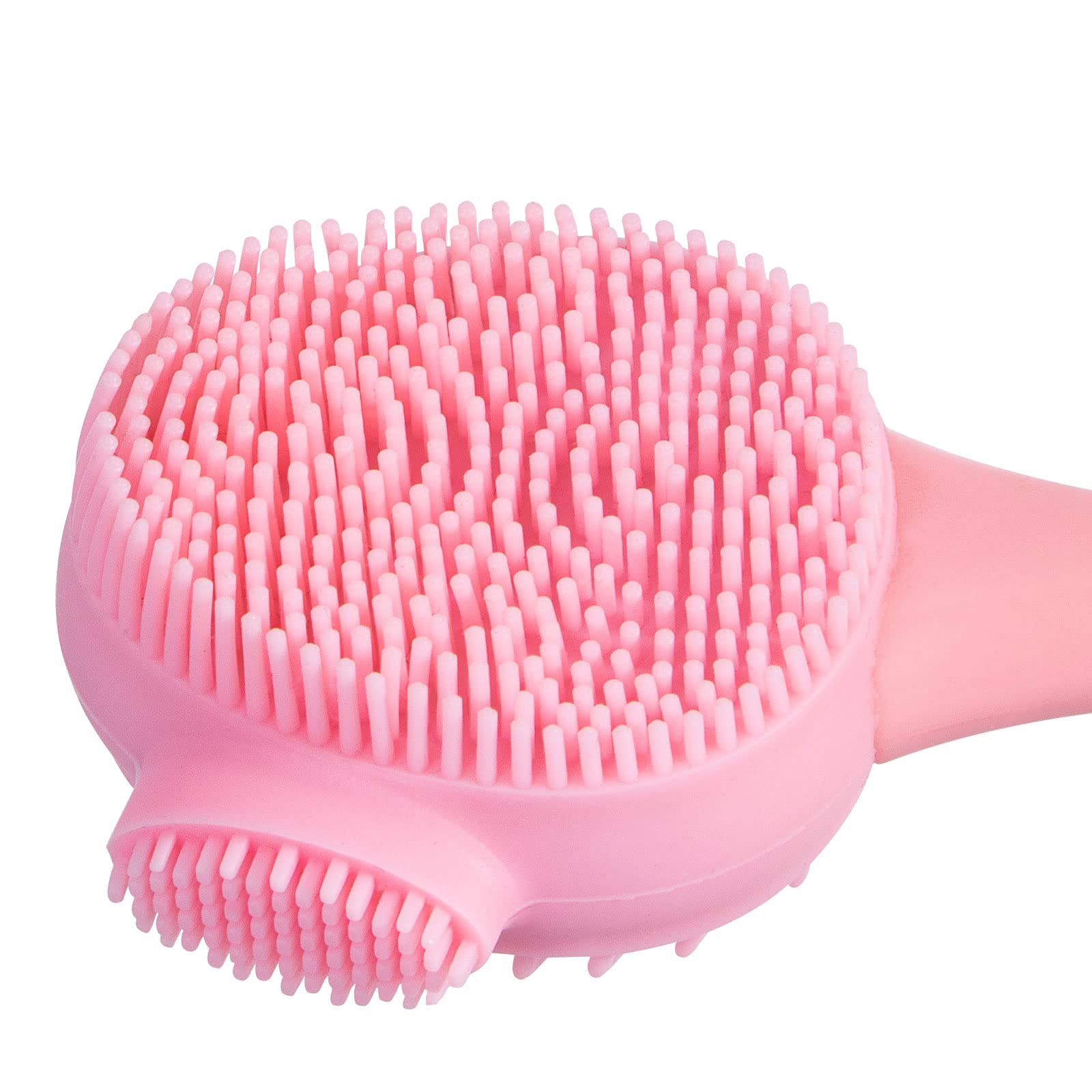 Silicone Facial Cleansing Brush 3 Designs, Beomeen 4 in 1 Handheld Face Scrubber for Deep Gentle Exfoliating, Double-Ended Face Wash Scrub Brush for Face Skincare and Massage (Pink)