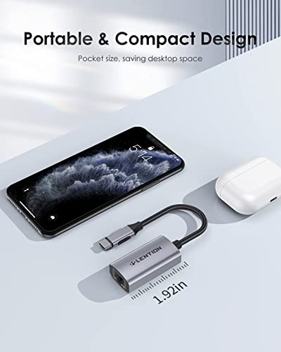 LENTION USB C to Ethernet Adapter, RJ45 to Type C Gigabit Network 1000M Wired LAN Converter Compatible 2023-2016 MacBook Pro 13/15/16, New iPad Pro/Mac Air/Surface, Chromebook, More(CU604, Space Gray)