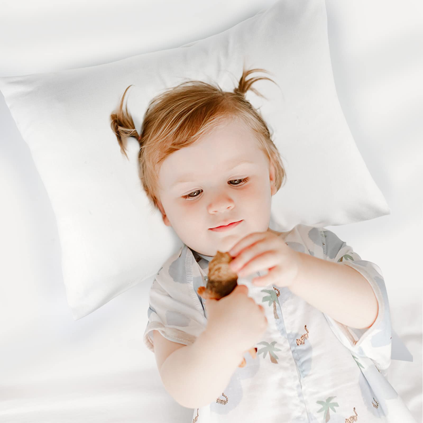 Zenssia Organic Cotton Toddler Pillowcase/Travel Pillowcase Pack of 2 Set 13x18 Inches with Envelope Closure - Soft & Breathable Baby Pillow Case Cover Solid White