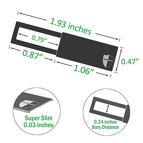Nano shield Aluminum Alloy Laptop Camera Cover (Black & Silver), Luxury Metal Design Webcam Cover Slide for Computer Mac MacBook Pro iMac Cell Phone iPhone iPad Surface Pro Echo Show/Sport