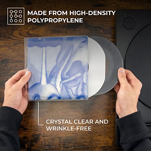 BIG FUDGE 25x Vinyl Record Outer Sleeves 12" LP | Durable & Wrinkle-Free | Crystal Clear & Made from High-Density Polypropylene | 3 mil Thick, 12.75β x 12.75β | Fits Most Gatefolds and Double LPs