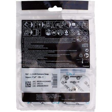 Compex Easy Snap Electrodes - 5-Pack White, 2in x 2in Single Snap