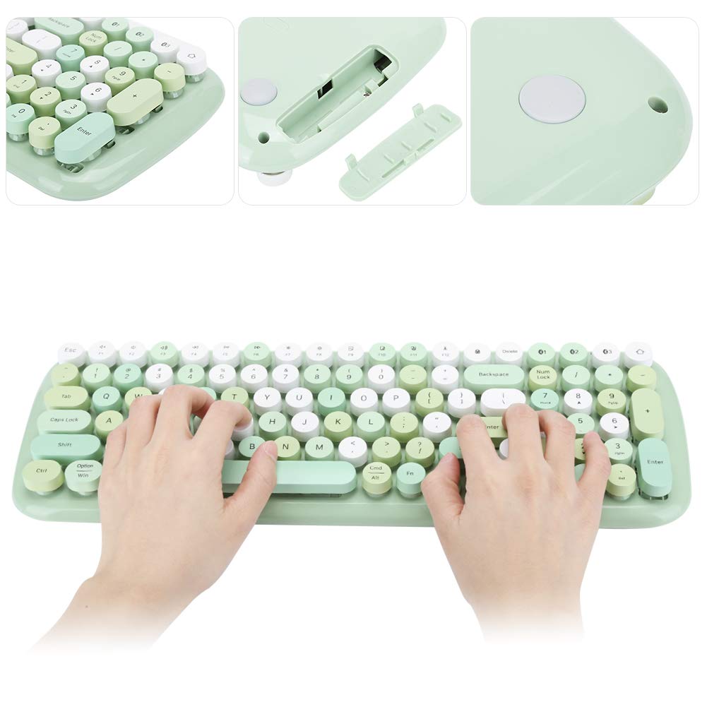 Wireless Bluetooth Keyboard, Universal Portable Multi?Device Keyboard for Bluetooth 5.1 Wireless Keyboard for Laptop Mobile Phone Tablet(Green)