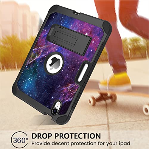 BENTOBEN iPad Mini 6 Case, Slim Space Galaxy Design 3 Layers Heavy Duty Rugged Shockproof Kickstand Protective Tablet Cover Case for iPad Mini 6th Generation 8.3 Inch 2021, Purple