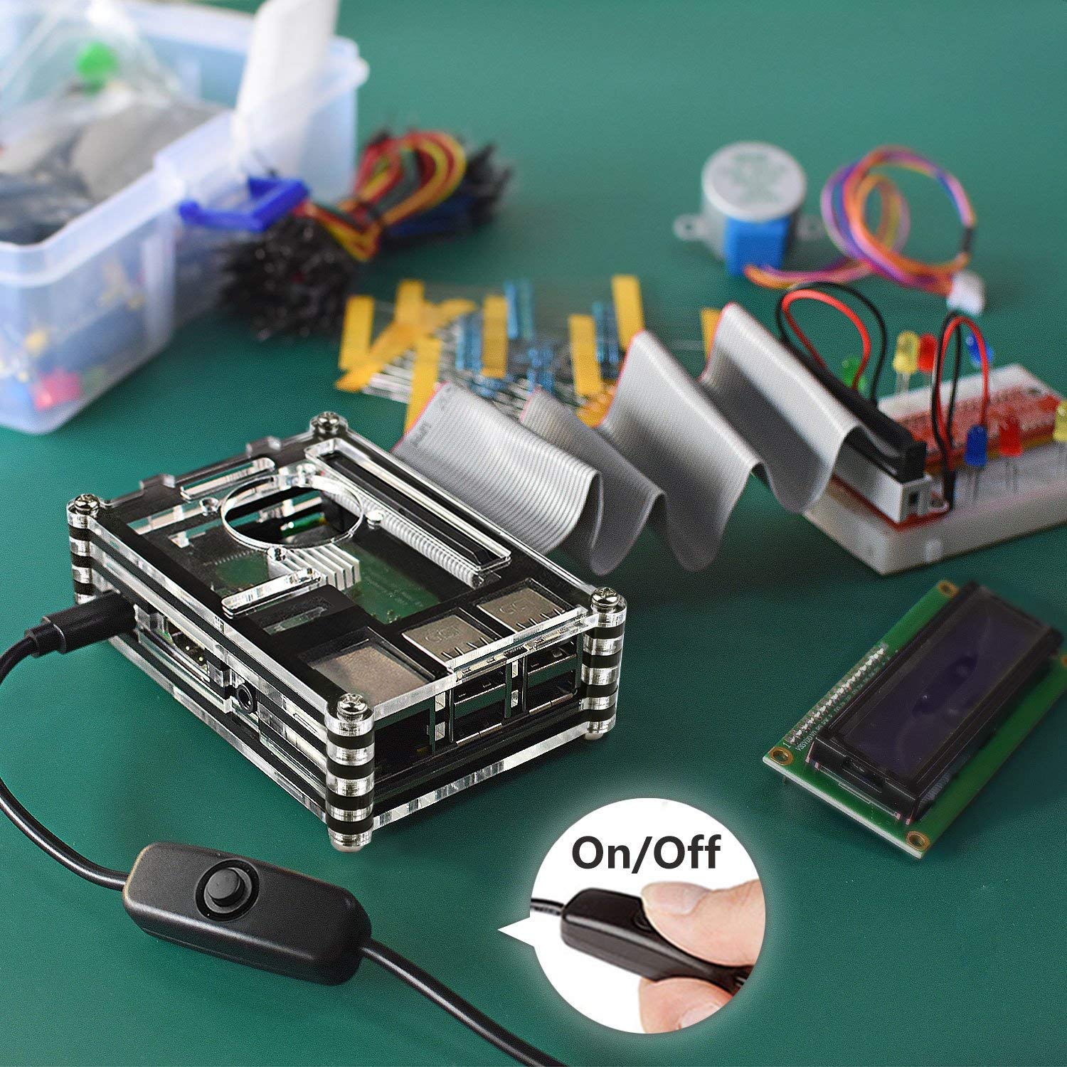 Smraza Raspberry Pi 3 B+ Case with Fan, 5V 2.5A Power Supply and 3 Heat Sinks for Raspberry Pi 3 Model B+ (B Plus), 3B, 2B