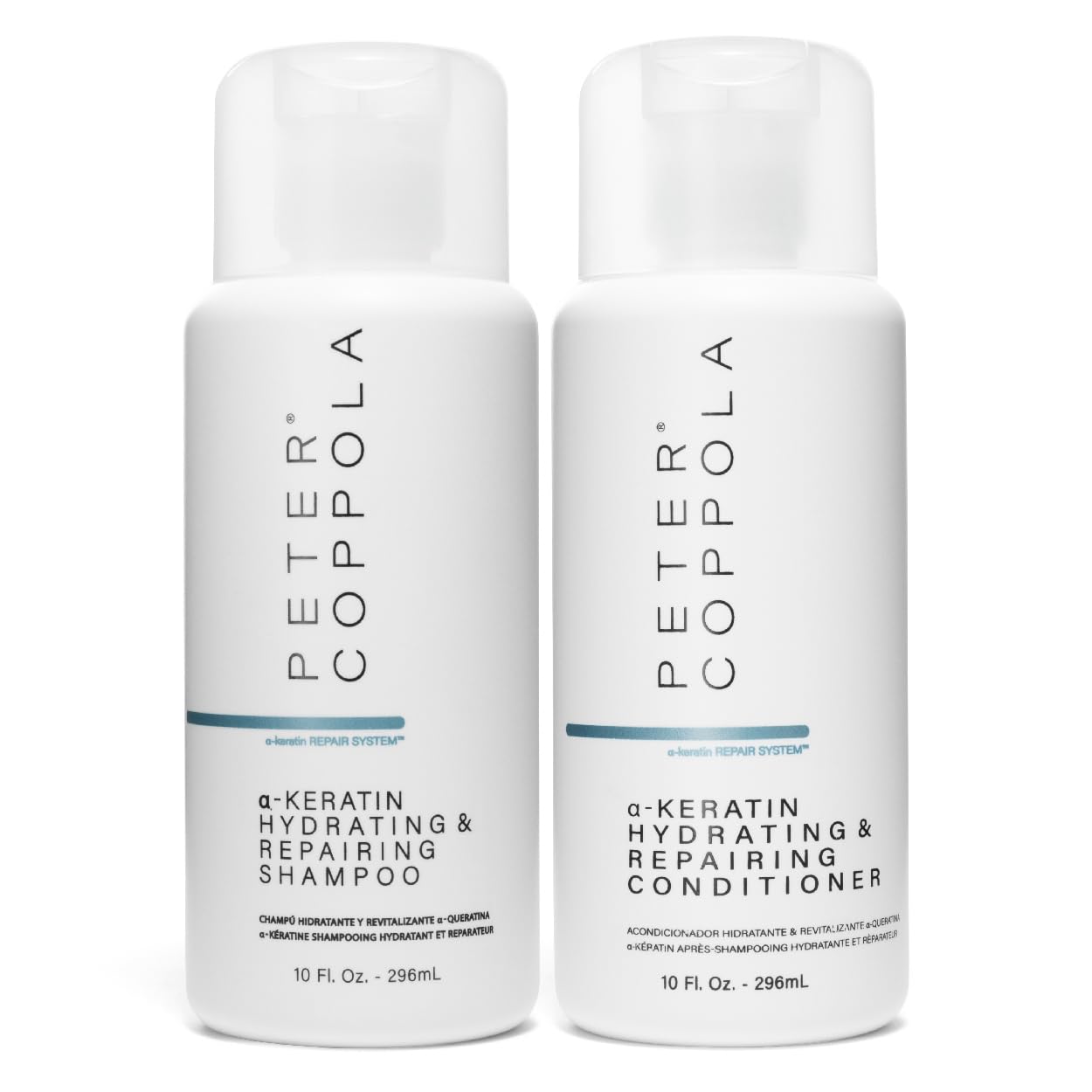 Peter Coppola a-Keratin Hydrating & Repairing Shampoo and Conditioner Duo - Strengthen and Repair Damaged Hair - Nourishes Hair for Soft Shiny Hair 10 oz