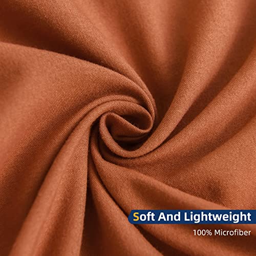 Argstar 3 Pcs Caramel Bowtie Duvet Cover Set California King, Burnt Orange Duvet Cover with Bowknots, 100% Microfiber Soft Rust Comforter Cover with Ties (1 Terracotta Duvet Cover, 2 Pillowcases)
