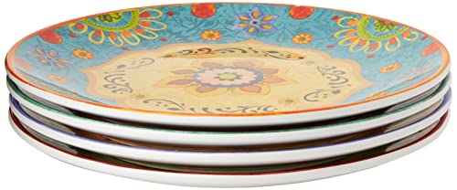 Certified International Tunisian Sunset 9" Dinner Plates, Set of 4, 10.5", Multicolor