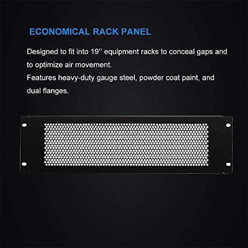 KENUCO Blank Rack Mount Panel Spacer with Venting for 19-Inch Server Network Rack Enclosure Or Cabinet Black (Plate-3U)