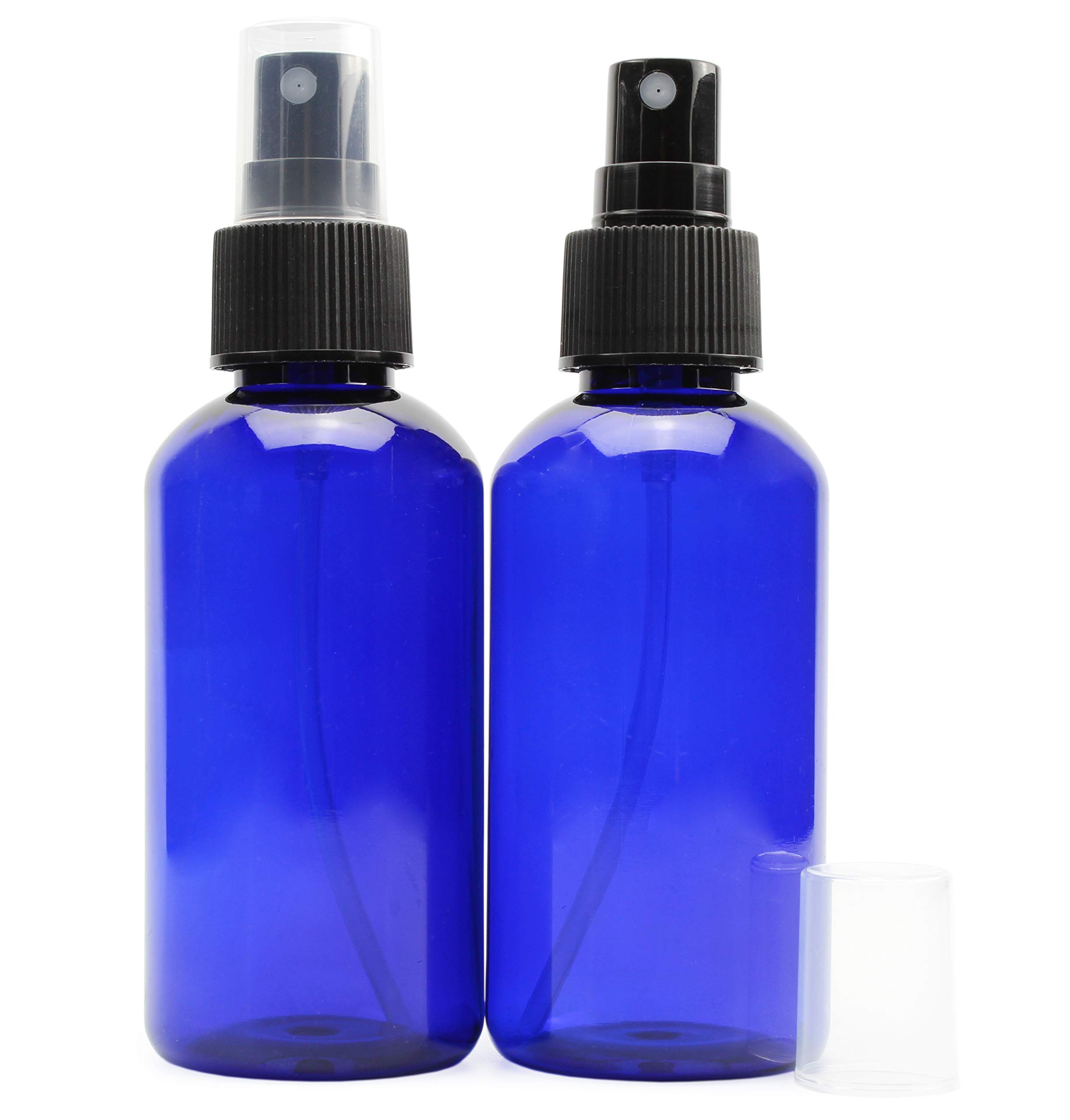 Cornucopia 4oz Blue PLASTIC Fine Mist Spray Bottles (12-Pack); BPA-Free Plastic Spritzer Bottles, Labels Included; PET #1 Plastic Bottles