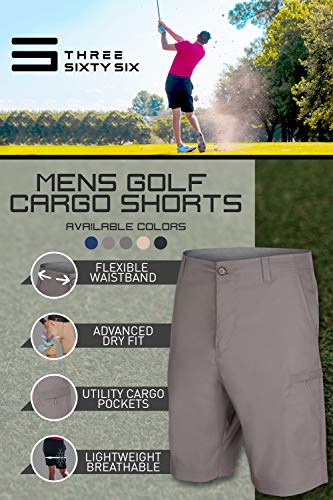 Cargo Golf Shorts for Men - Dry Fit, Large Pockets, Lightweight, Moisture Wicking, 4-Way Stretch Silver