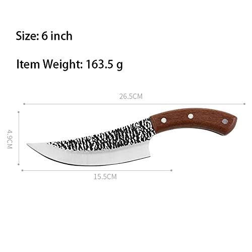 Serbian Butcher Knife Boning Knives Fillet Meat Cleaver Knives 6 Inch Full Tang Kitchen Chef Knife for Home, Camping, BBQ