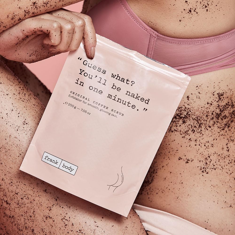 Frank Body Original Coffee Scrub, 7.05oz | Natural & Cruelty Free Exfoliating Body Scrub | Hydrating Vegan Scrub Skin Care For Stretch Marks, Acne, Cellulite | 1ct