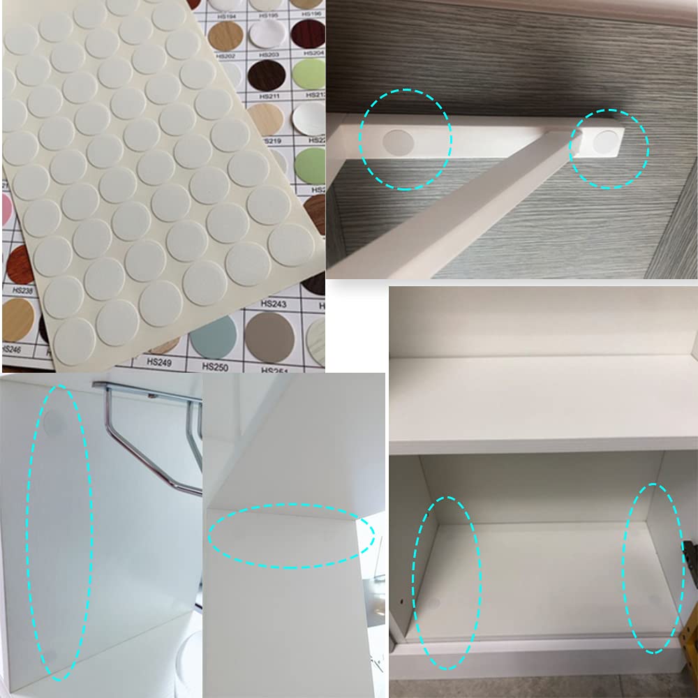 Self-Adhesive Screw Hole Stickers, 384pcs-0.59inch/15mm Self-Adhesive Screw Covers Caps Dust Proof Sticker for Wood Screw-White (384pcs-0.59inch/15mm)
