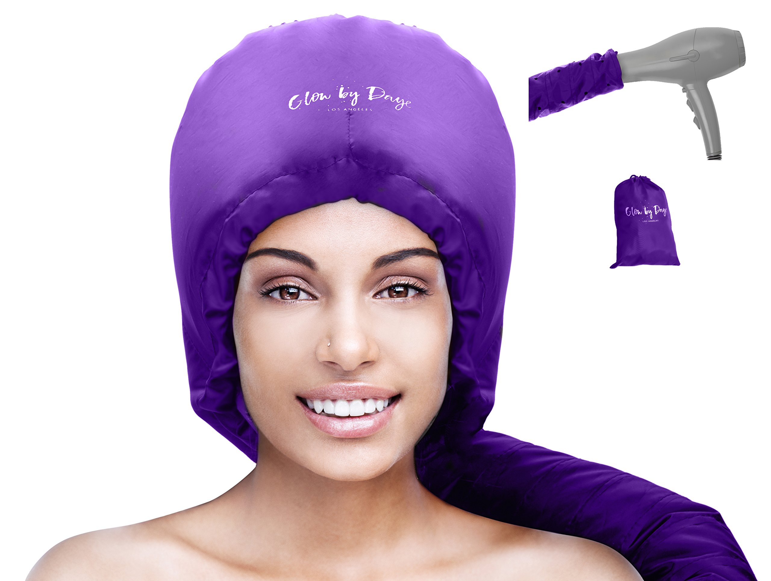 Glow by Daye Bonnet Hood Hair Dryer Attachment, At Home Hair Dryer Hood for Hand Held Hair Dryer, Extra-Large, Purple