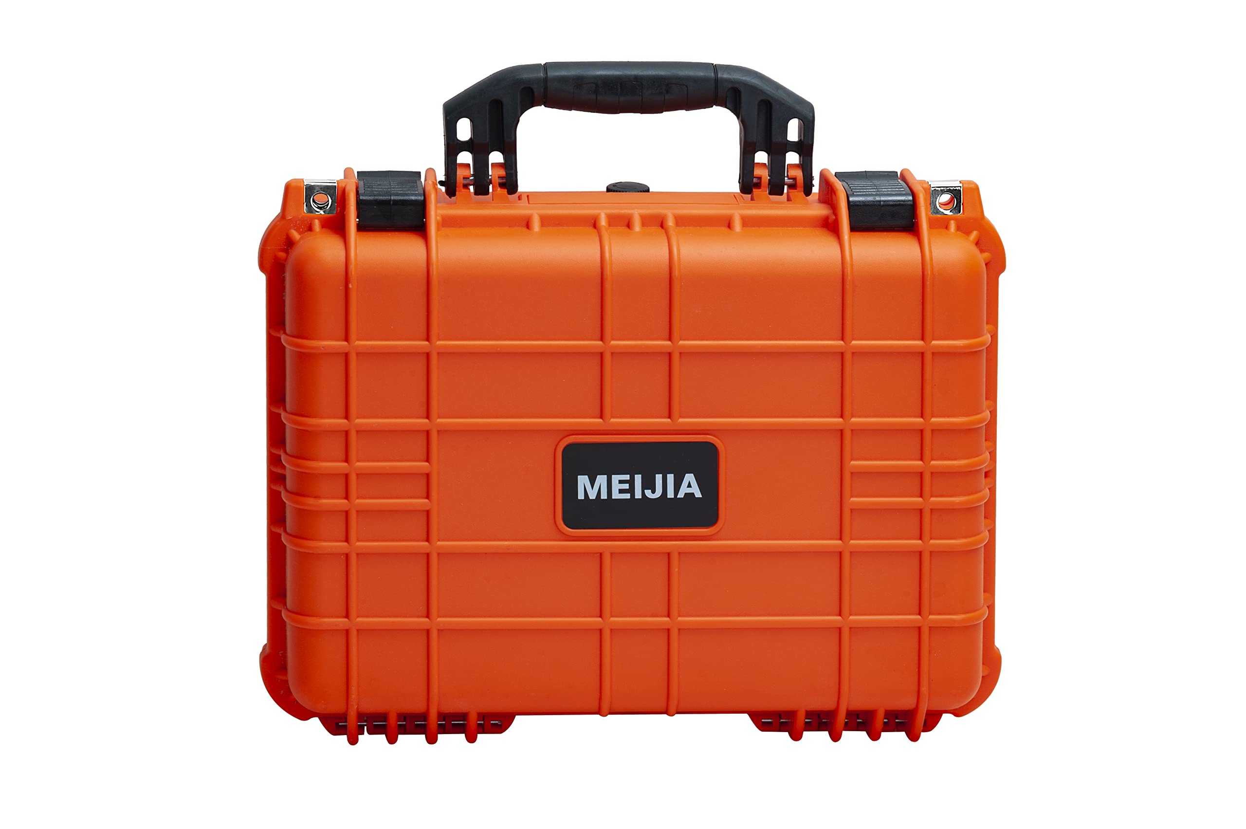 MEIJIA Portable All Weather Waterproof Camera Case with Customizable Fit Foam,Fit Use of Drones, Camera, Equipments, Pistols,15.98x12.99x6.85inches(Orange)