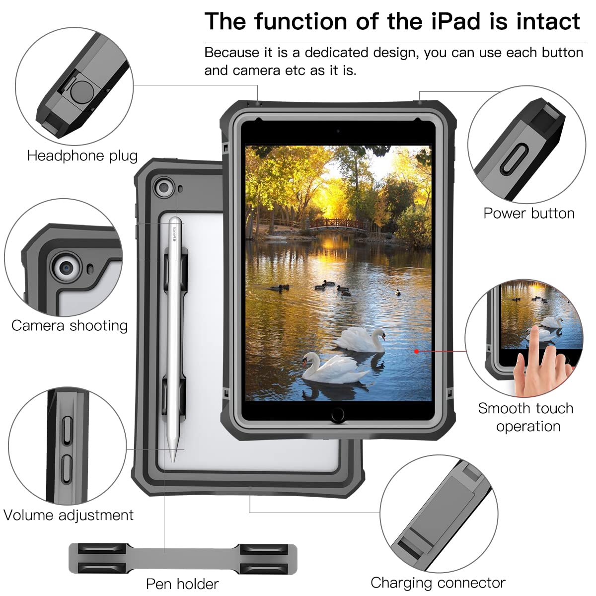 iPad Mini 5 Case - Waterproof iPad Mini 5/iPad Mini 4 Full Body Bumper Case with Built in Screen Protector Drop Proof Anti Scratch Anti Shock Red Case Cover for iPad Mini 5th/4th Generation 7.9"