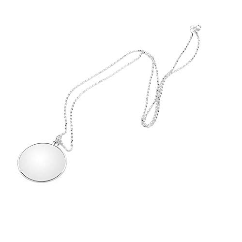 Hanging Magnifier, Portable 5X Magnifier Monocle Lens with Hanging Necklace for Reading Crafts Needlework Jewelry Hobbies(Silver)