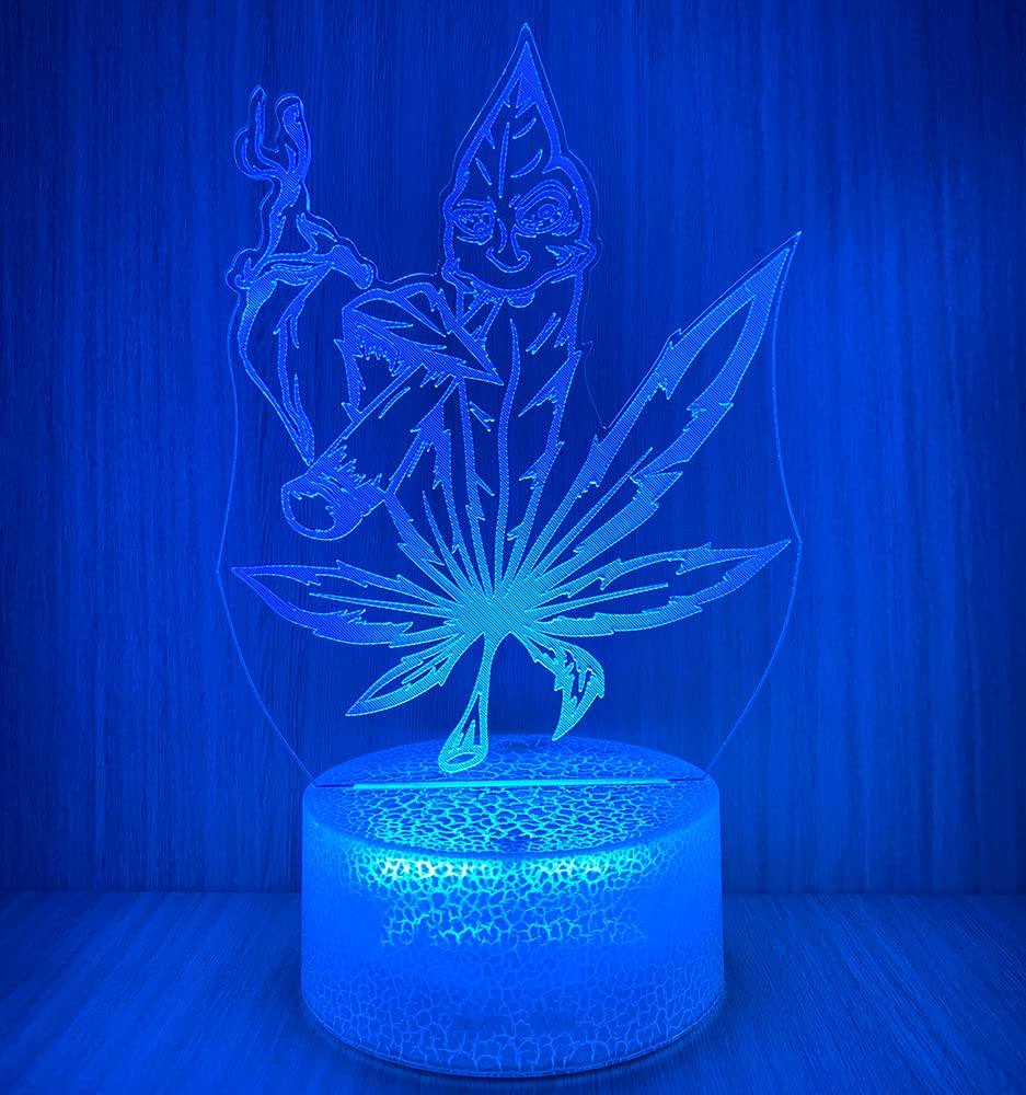 Yooce 420 Leaf 3D LED Table Lamp Night Light Optical Visual Illusion Home Decor Lighting