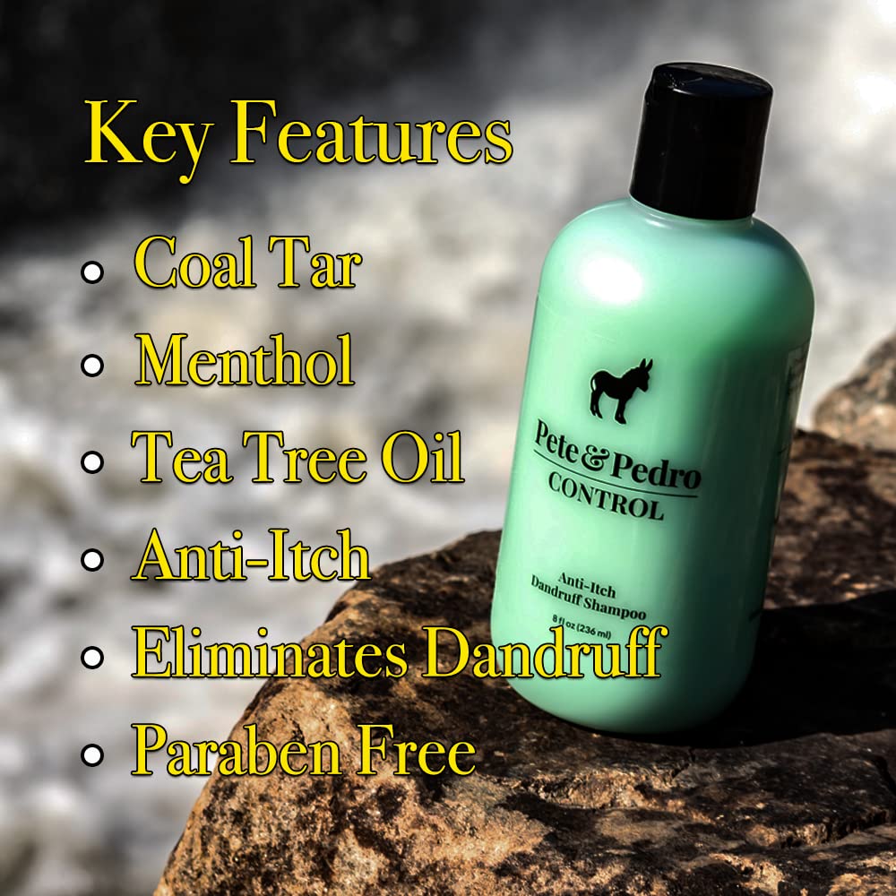 Pete and Pedro Control and Conditon Combo | Extra-Strength Dandruff & Anti-Itch Medicated Coal Tar Peppermint Shampoo Plus Restorative Peppermint Conditioner {Featured on Shark Tank}