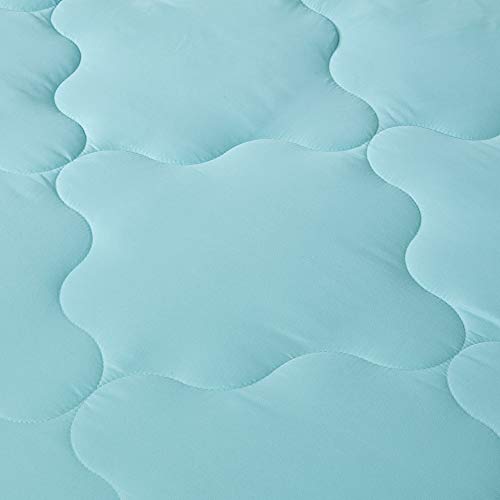 Comfort Spaces Vixie Reversible Comforter Set - Trendy Casual Geometric Quilted Cover, All Season Down Alternative Cozy Bedding, Matching Sham, Aqua/Gray, Twin/Twin XL 2 piece