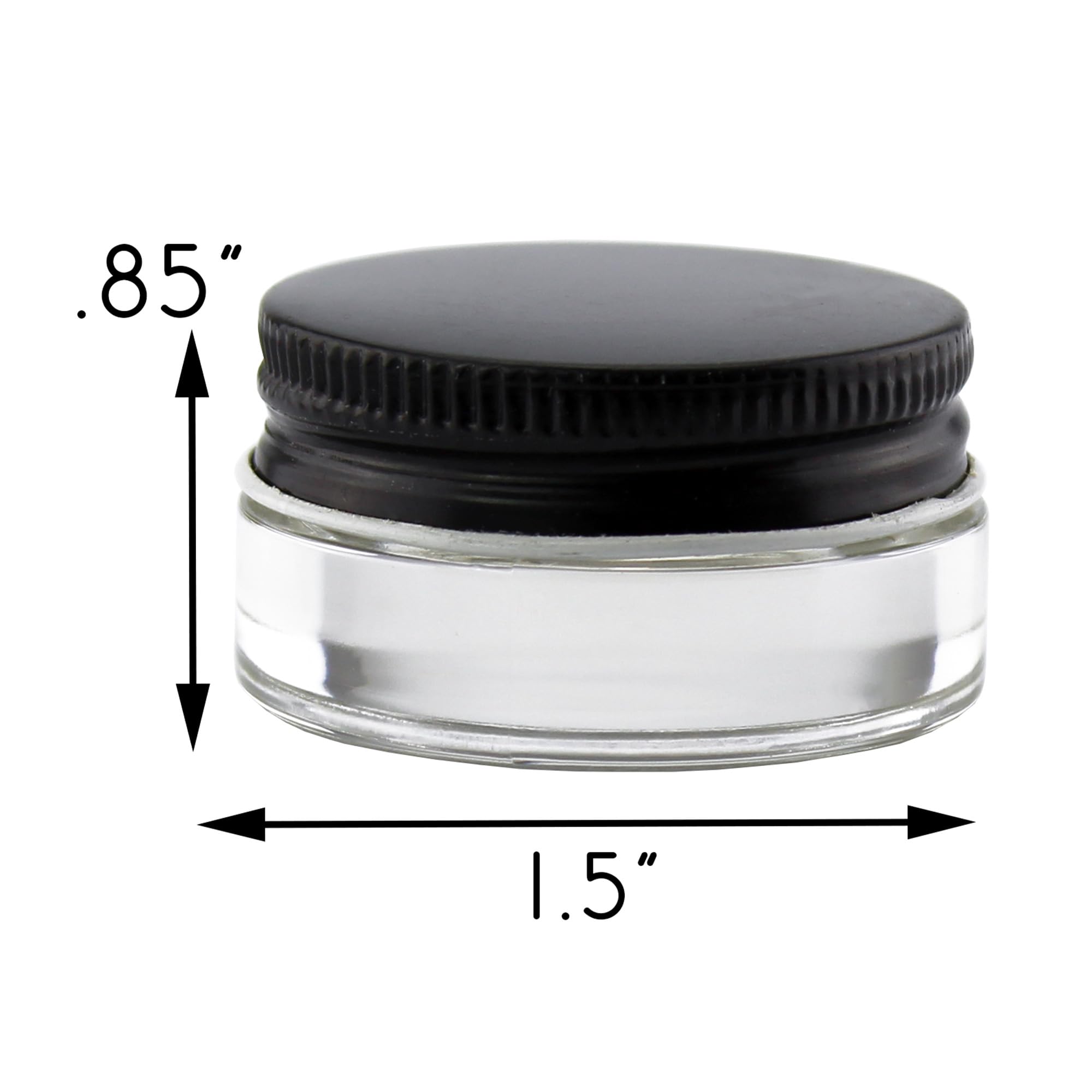 Cornucopia Brands 7-Milliliter Glass Lip Balm Jars (24-Pack).25-Ounce Thick-Walled Containers (7ml Clear with Black Metal Lids)