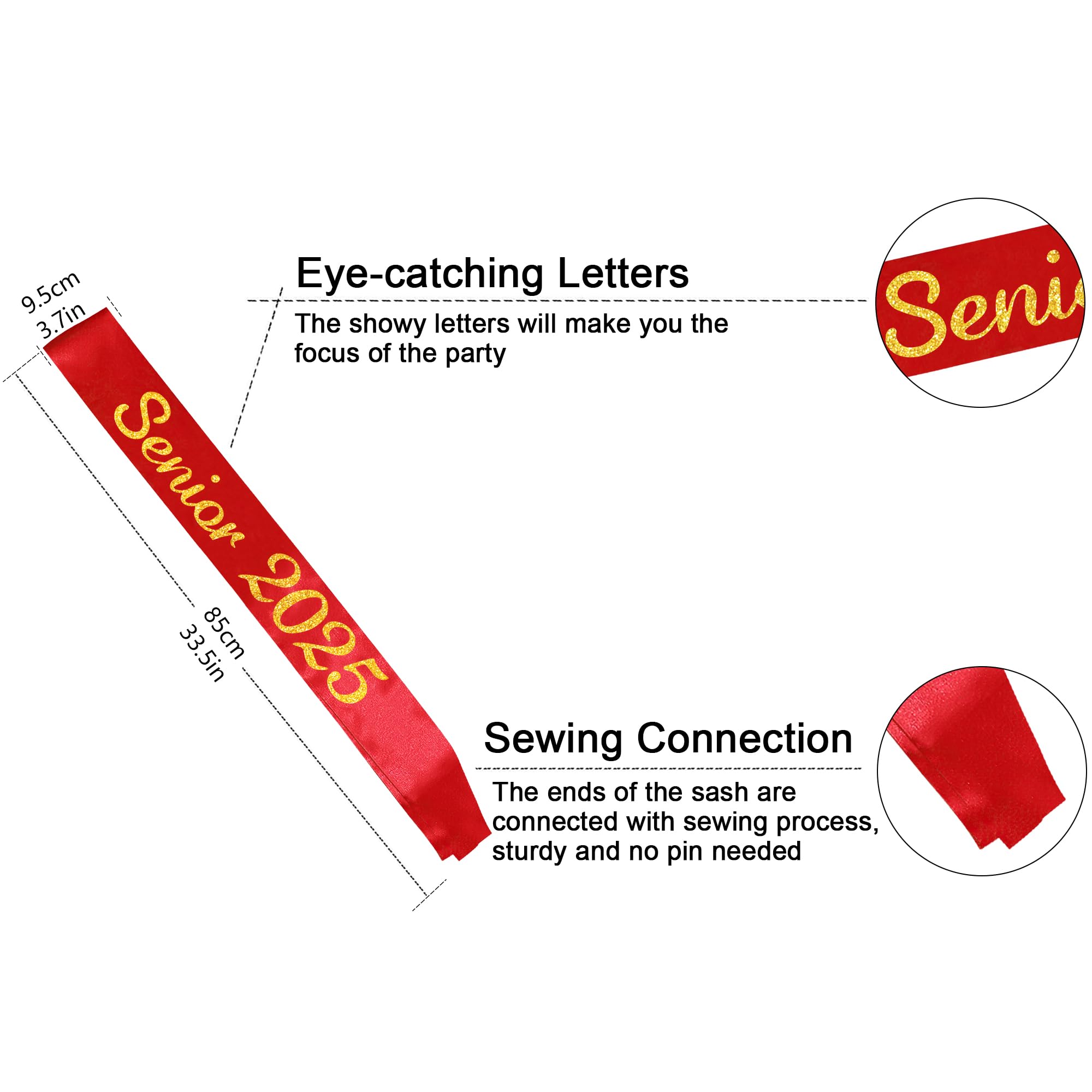 Red Senior 2025 Satin Sash - 2025 Graduation Sash - Finally Graduated - Senior Cheer Sash - Cheerleader Sash - Competition Sash