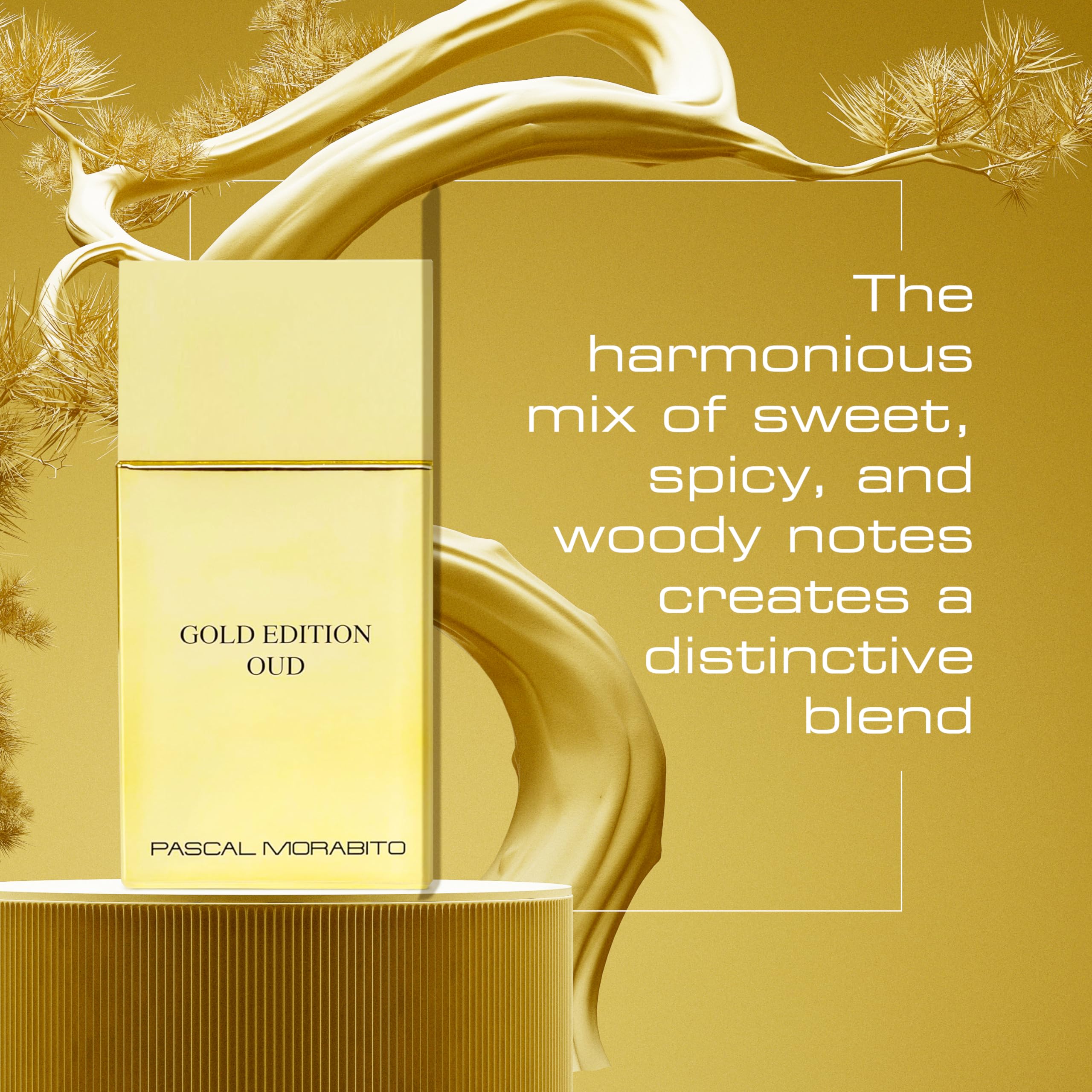 Pascal Morabito - Gold Edition Oud- 3.4 Oz Eau De Parfum - Fragrance Mist For Men - Oriental Amber Scent - Cologne Spray With Amber, Cedar, Incense, Sandalwood Accords