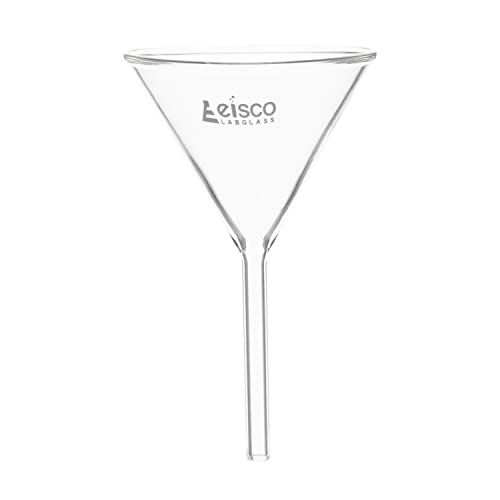 EISCO Heavy Filter Funnel, 75mm - Plain Stem, 8mm - Thick, Uniform Walls - Borosilicate Glass