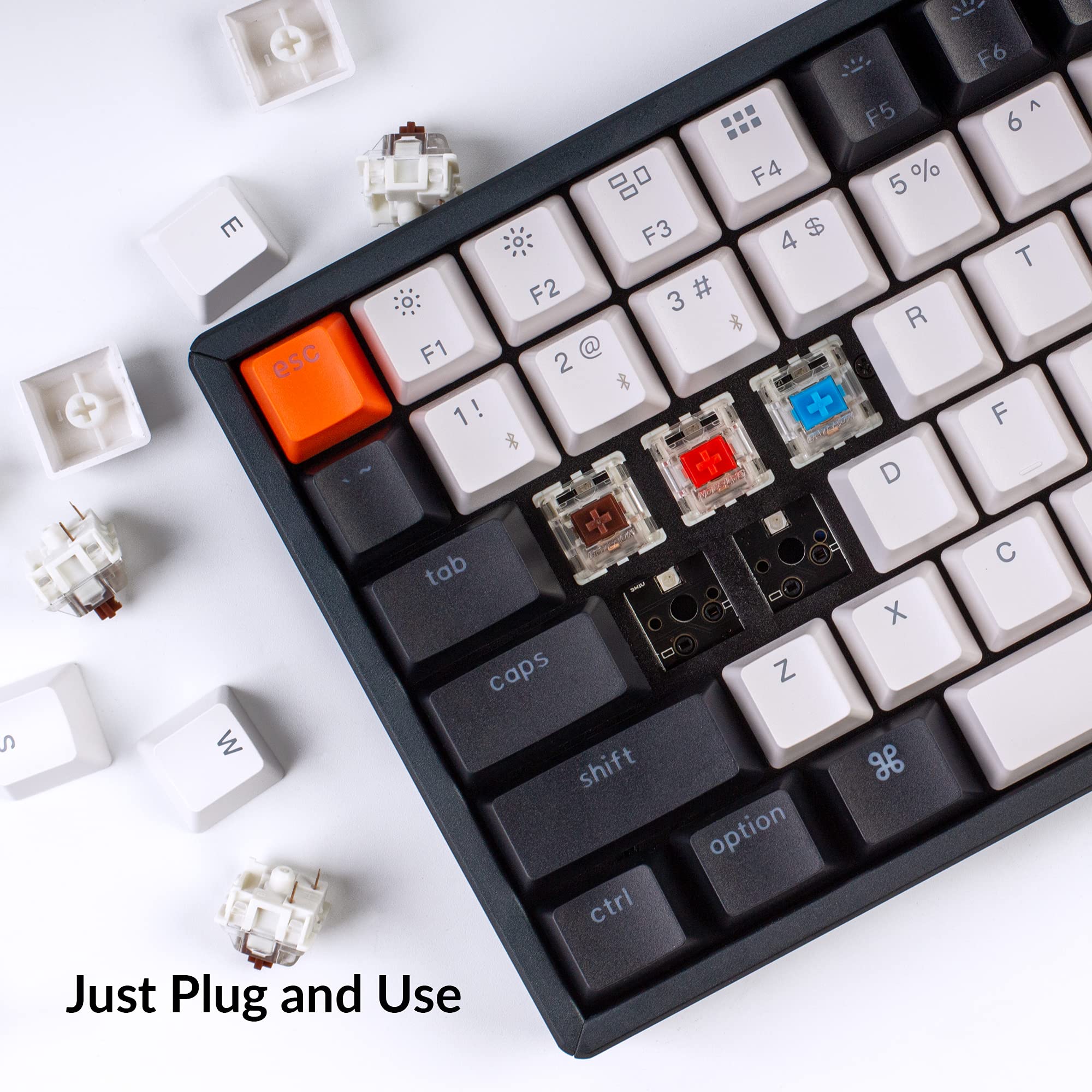 Keychron K2 75% Layout 84 Keys Hot-swappable Bluetooth Wireless/USB Wired Mechanical Keyboard with Gateron G Pro Blue Switch/Double-Shot Keycaps/RGB Backlight/Aluminum Frame for Mac Windows Version 2