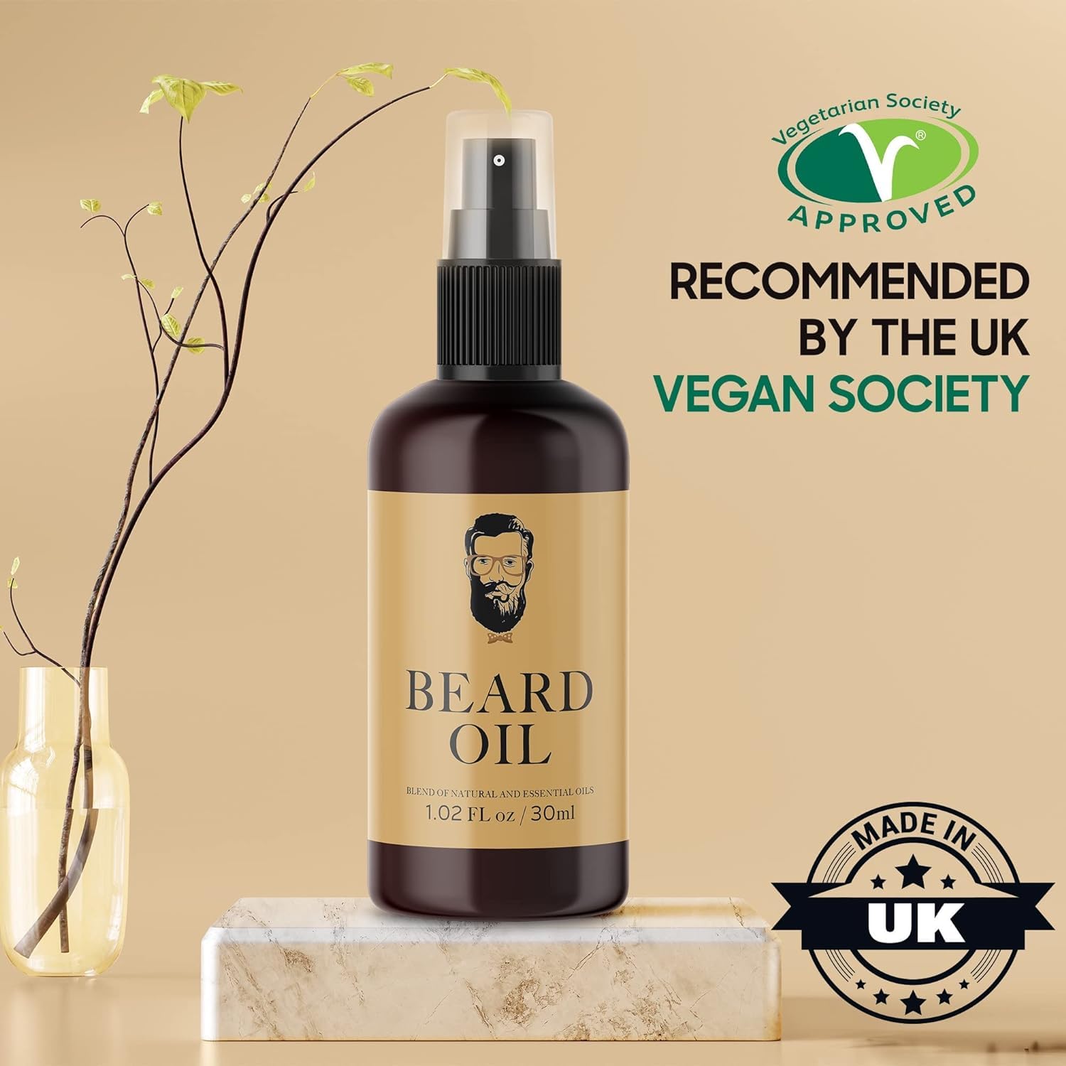 Barbology LONDON Vegan Multi-Purpose Beard Oil for Eliminating Dandruff and Impurities in Hair, 1.02 oz