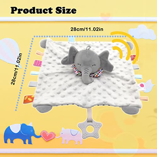 Baby Comforter Blanket,Elephant Blanket,Sweet Loveys for Babies, Cuddle Blanket,Baby Cuddly Toy with Crinkle Foil and Bell,Soft Comforter for Newborn,Baby boy & Girl Gift (Elephant)