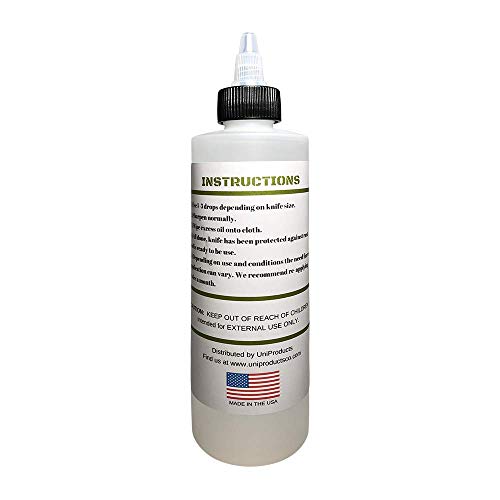 Premium Knife Blade Oil & Honing Oil - 8 Oz - Custom Formulated Food Safe Oil Protects Carbon Steel Knives & Sharpening Stone Ready…
