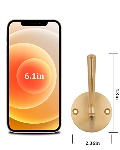ZUONAI Rose Gold Hooks 4 Pack Brushed Gold Wall Hooks Heavy Duty Metal Coat Hooks for Hanging Coats and Hat Hooks Wall Mounted Towel Hooks for Bathrooms Clothing Hooks for Bedroom Double Hooks