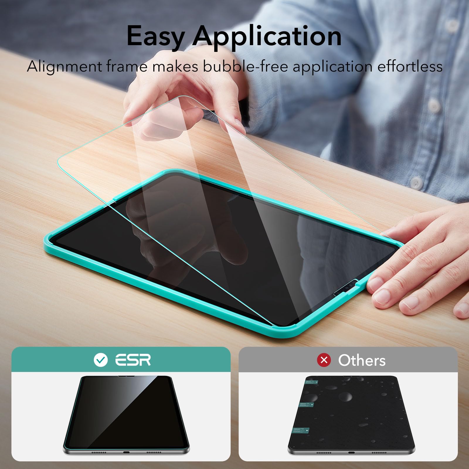 ESR 2 Pack Screen Protector for iPad Air 5th/4th Generation (2022/2020),iPad Pro 11 Inch (2022/2021/2020/2018) Screen Protector, Tempered-Glass Film with Alignment Frame, Anti-Scratch, HD Clarity