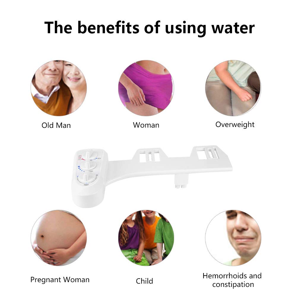 3/8 Thread Bidet Attachment, Hot and Cold Water Double Nozzle Toilet Bidet Sprayer EU Standard