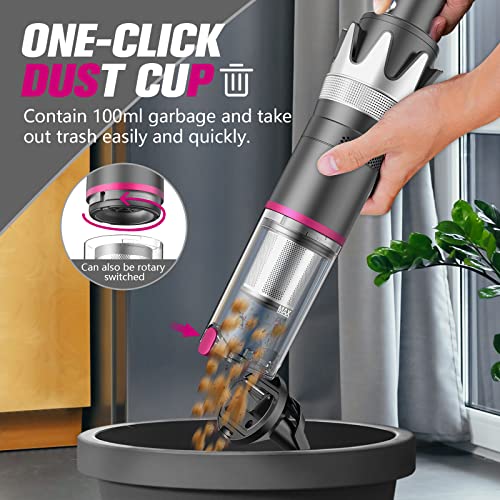 BSRCO Handheld Vacuum Cordless, 8K Pa Powerful Portable Vacuum for Car, Rechargeable 3-in-1 Mini Cleaner with 2-Speed for Home, Office and Pet Hair, Purple
