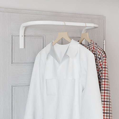 brightmaison Sofia Clothes Rack, Hanging Closet Organizer Adjustable & Wall Mount Clothes Rail Laundry Organizer Steel, White