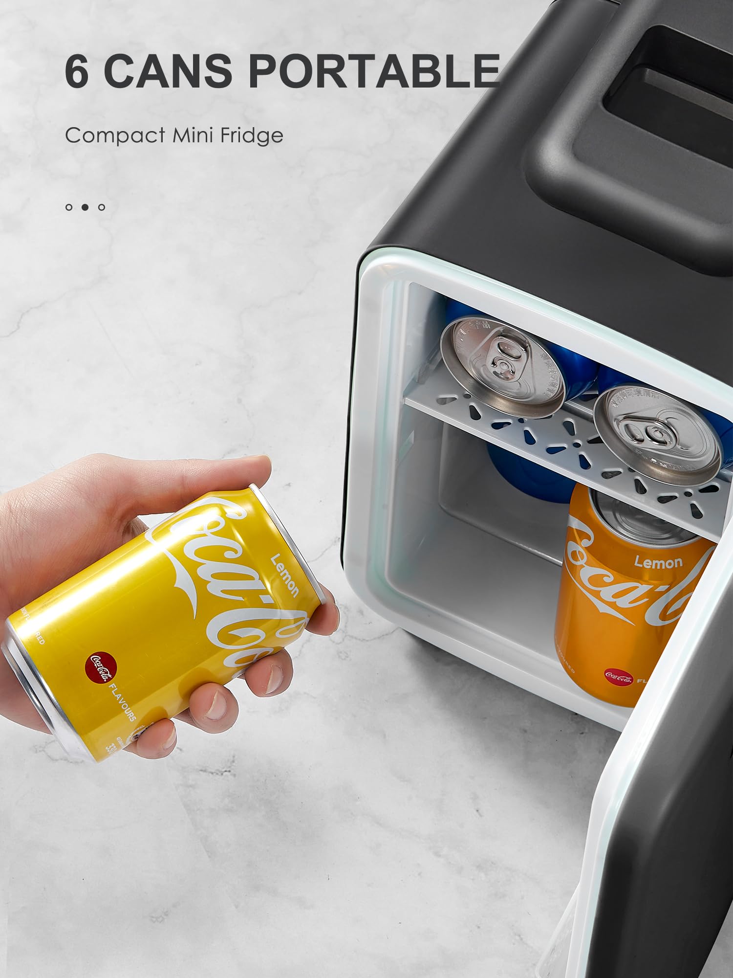Mini Fridge, 3.7 Liter/6 Can Portable Cooler and Warmer Personal Refrigerator for Skin Care, Cosmetics, Beverage, Food,Great for Bedroom, Office, Car, Freon-Free (Black2)