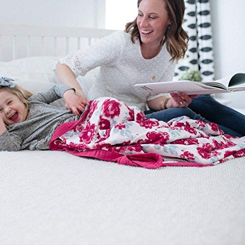 GRACED SOFT LUXURIES Softest Gentle Large Muslin Quilt, 47" x 47" Muslin Baby Receiving Blanket (Peony Paradise)