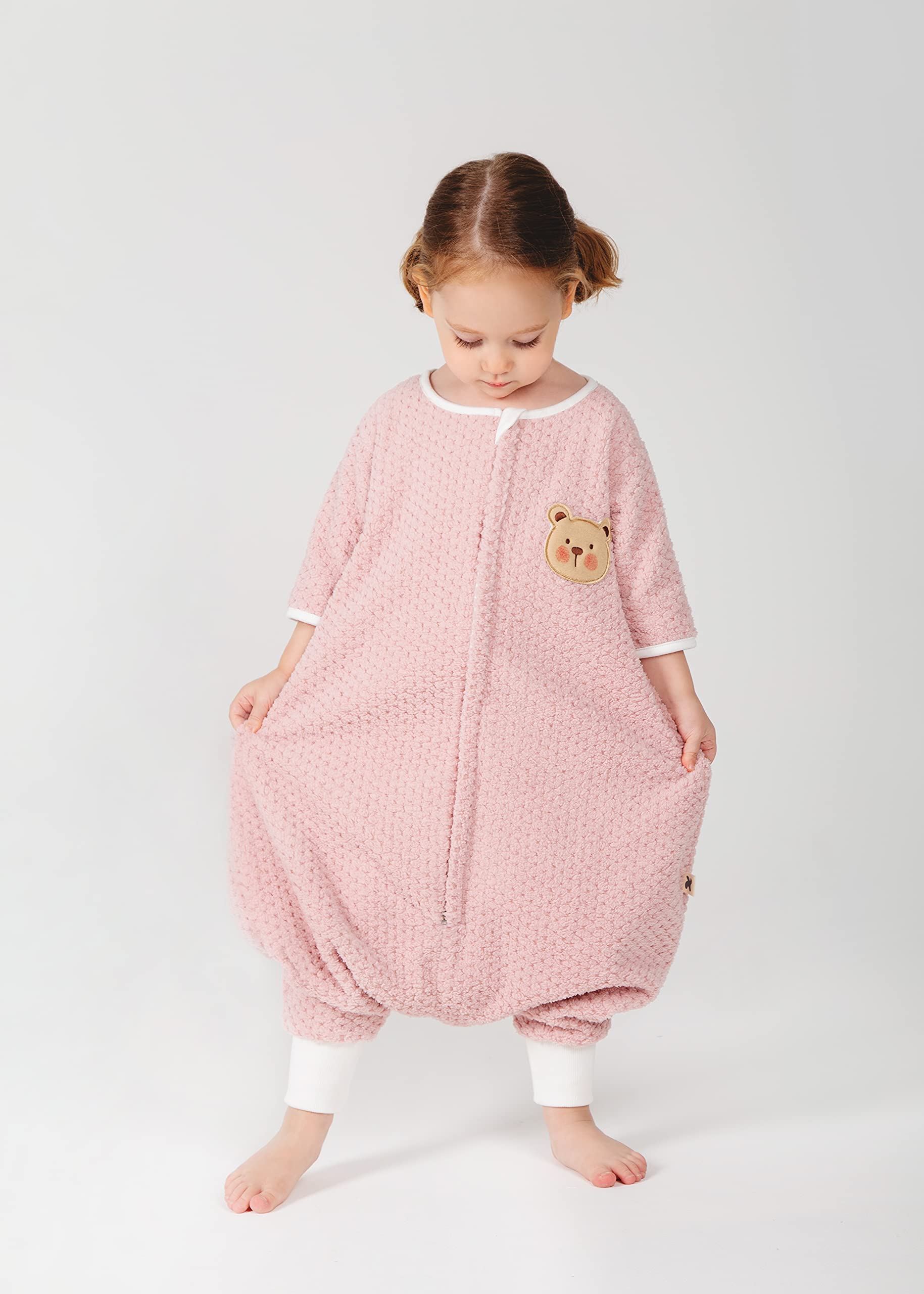 Yuni Ashley Sleep Sack 30-48Months (2.5-4yrs) Medium 2.5 TOG Waffle Teddy Pink - Baby Sleeping Sack | Sleep Sacks for Babies | Wearable Blanket | Sleep Sack for Toddlers | Wearable Blanket Baby