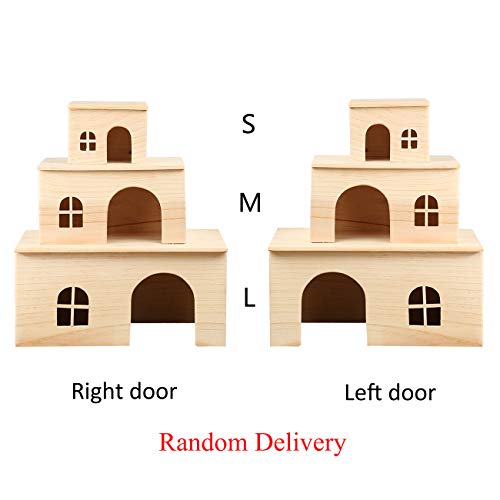 Hamster Wooden House Small Animals Hideout Home for Rat Mice Gerbil Mouse Rabbit Cage Play Hut (S)