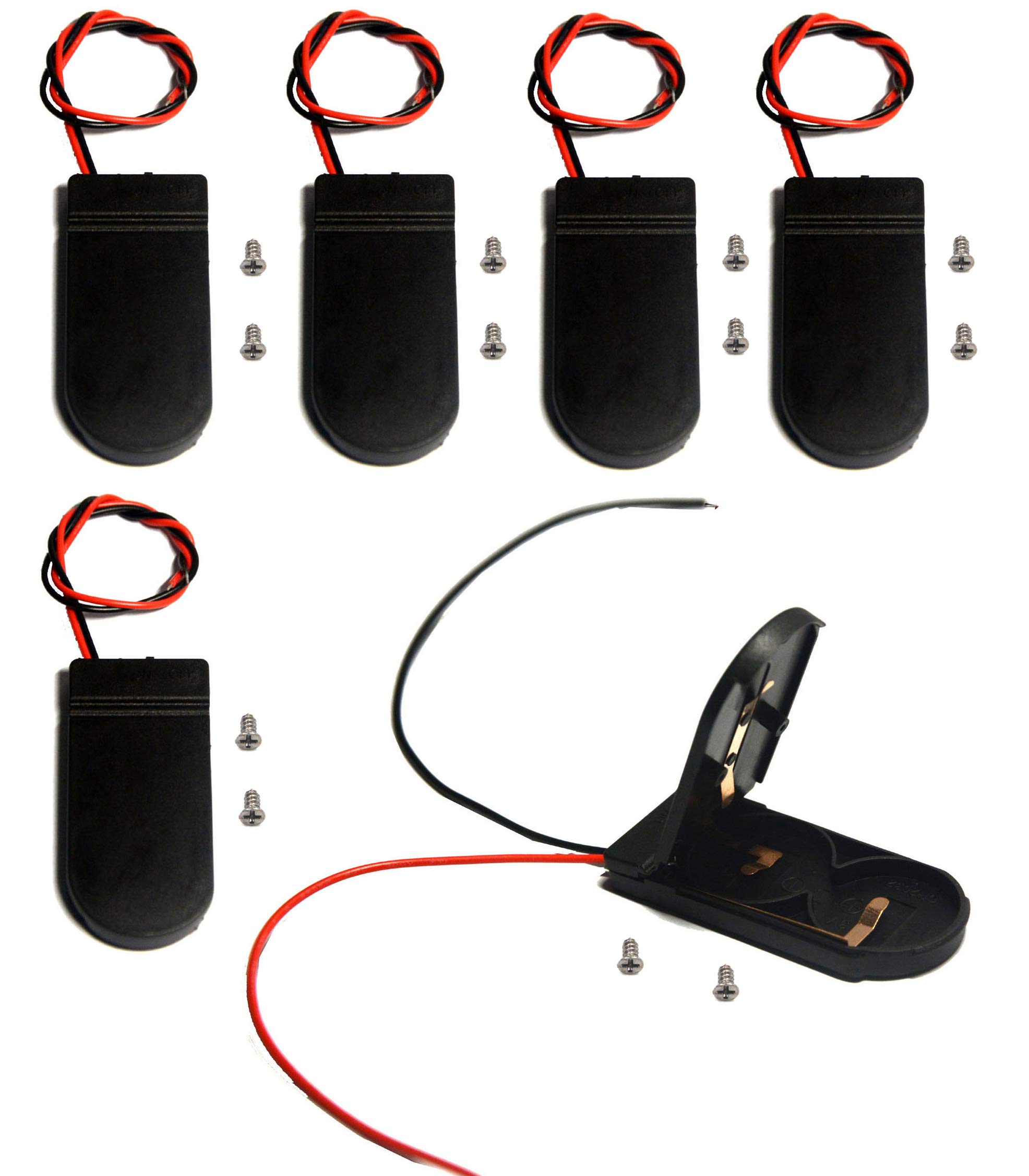LAMPVPATH (Pack of 6) cr2032 Battery Holder Coin Cell Holder, CR2032 Battery Holder with Switch, 2 x 3V CR2032 Button Coin Cell Battery Holder with Leads On Off Switch
