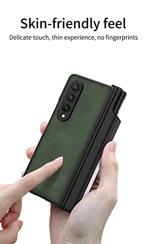 BAILI Samsung Galaxy Z Fold4 Leather Case with S Pen Holder & Screen Protector,Integrated Shell and Membrane Galaxy Z Fold4 Case,360° All-Inclusive Cover Attached Kickstand for Galaxy Z Fold 4 Grey
