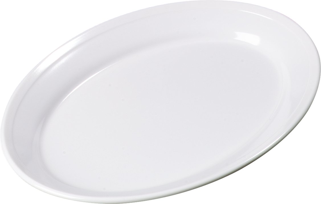 Carlisle FoodService Products 4356002 Dallas Ware Melamine Oval Platter Tray, 12" x 8.50", White (Pack of 24)