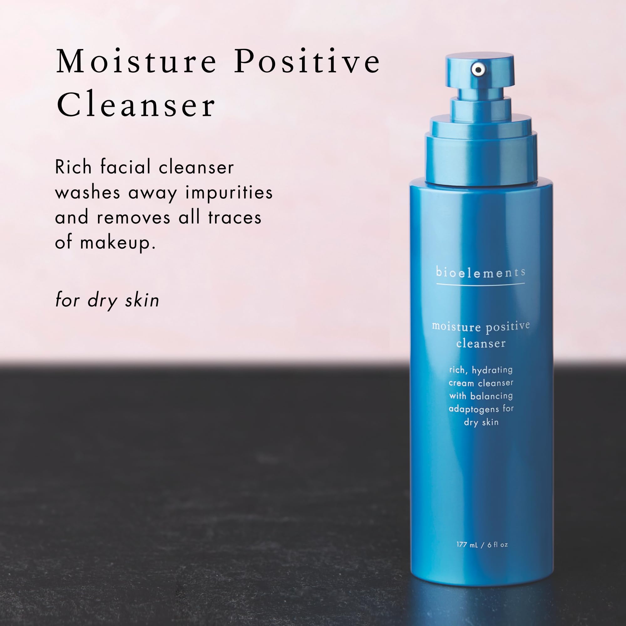 Bioelements Moisture Positive Cleanser - Rich Facial Cleanser for Dry Skin - Vegan, Gluten Free - Never Tested on Animals, 6 Fl Oz (Pack of 1)
