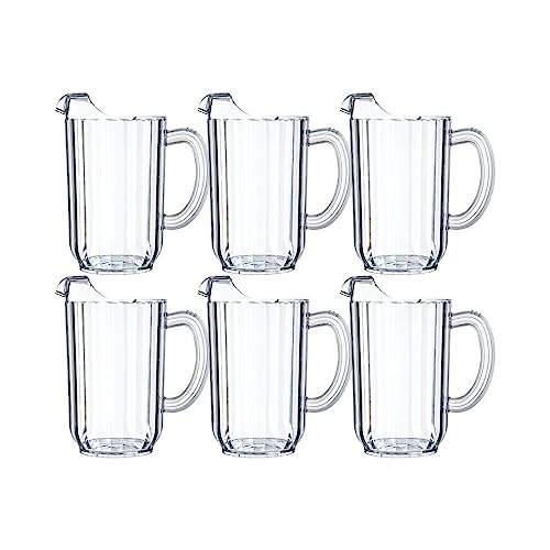 Carlisle FoodService Products Plastic Pitcher, 48 Ounces, Clear (Pack of 6)